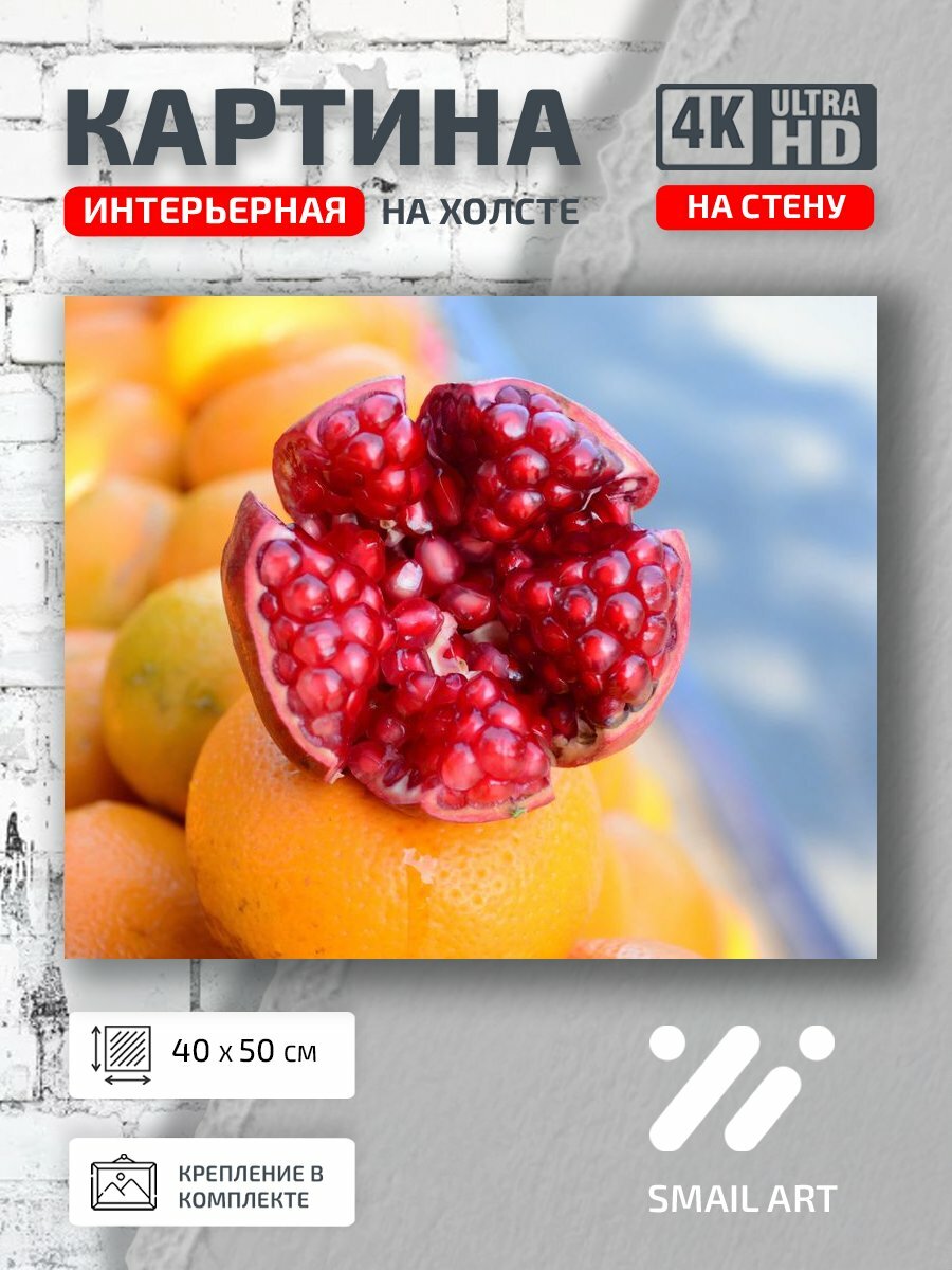 Картина на холсте интерьерная 40 на 50 на стену Мандарин Food для кухни кулинария интерьер