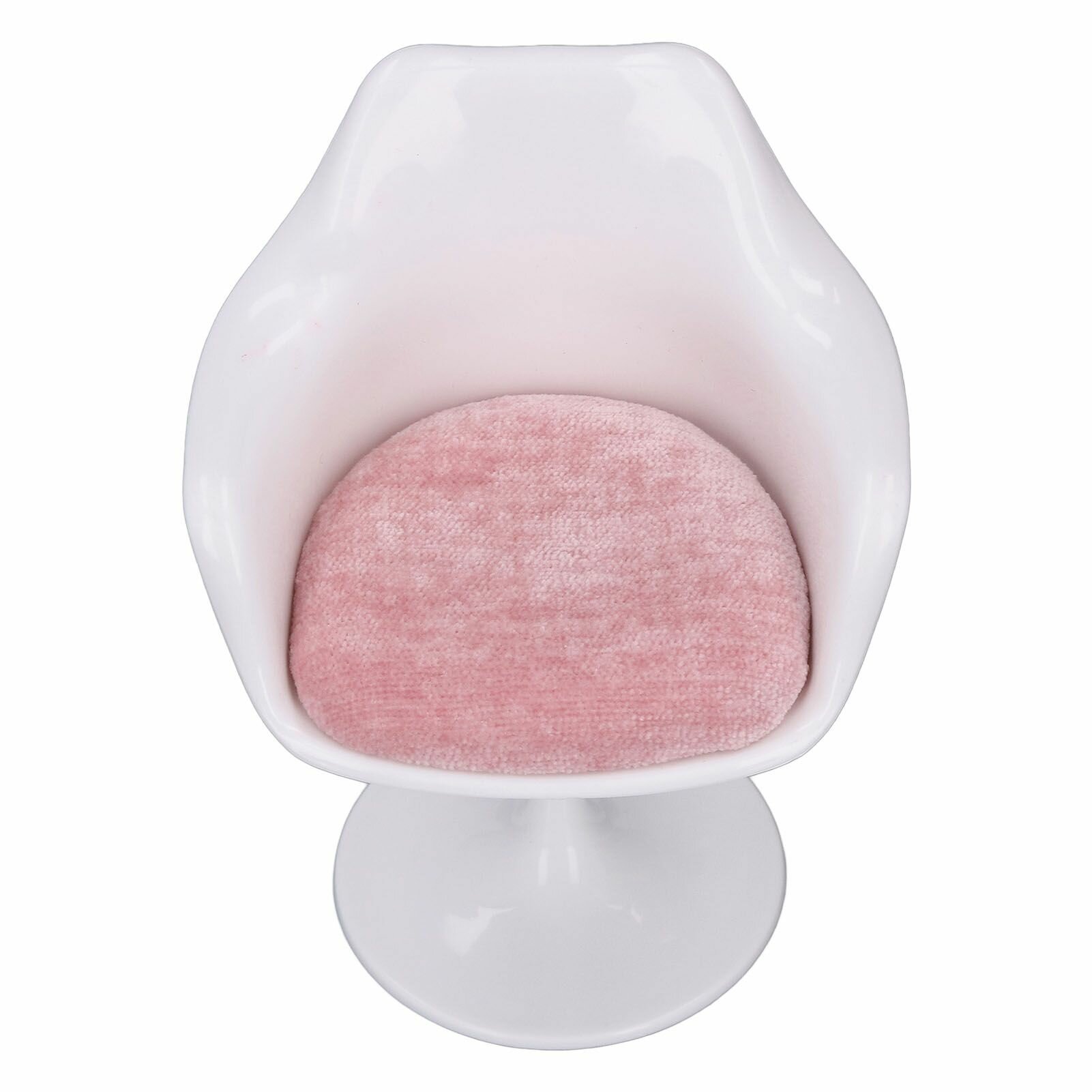 Кресло для кукол с подлокотниками ABS бело-розовое, вращающееся, для миниатюрного домика кукол 1:6