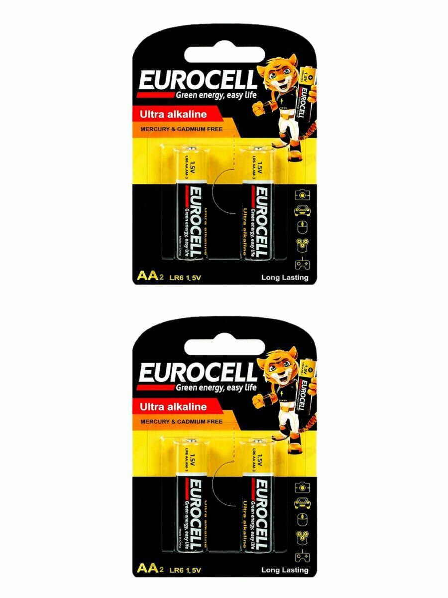 Набор батарейки EUROCELL АА (2уп по 2шт) алкалиновые