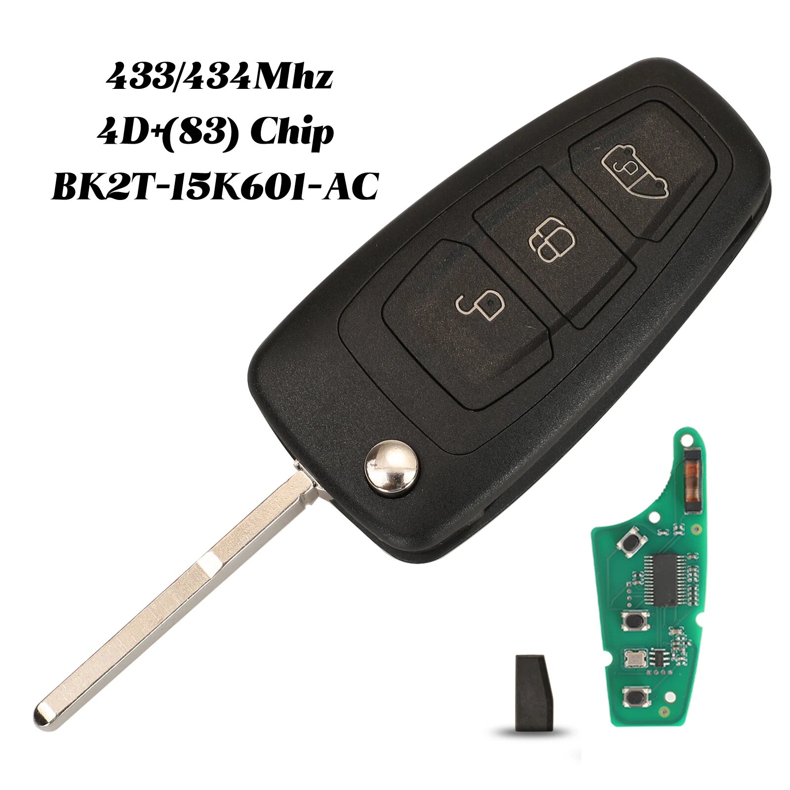 Складной ключ для Ford Tourneo Custom 433/434MHz 4D83 Chip BK2T-15K601-AC