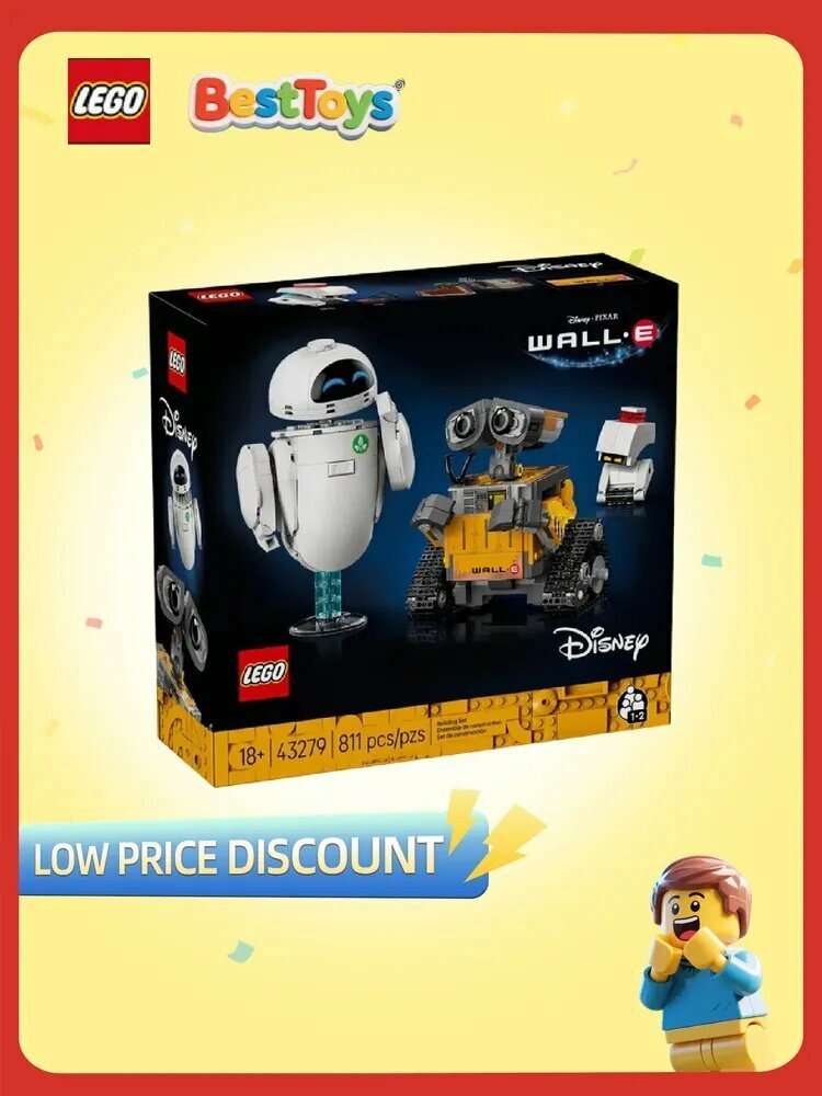 LEGO 43279 «Валли и Ева» от Disney — набор из 811 деталей для взрослых, идеален для сборки и декорирования интерьера