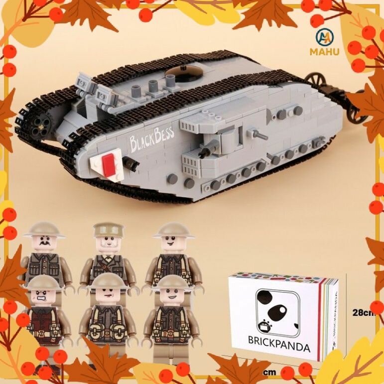 Эксклюзивная коллекционная модель MOC 1:35 Британский Танкист Первой Мировой с танком Mark IV на 852 деталях из ABS, совместимая с BrickArms 2258217481