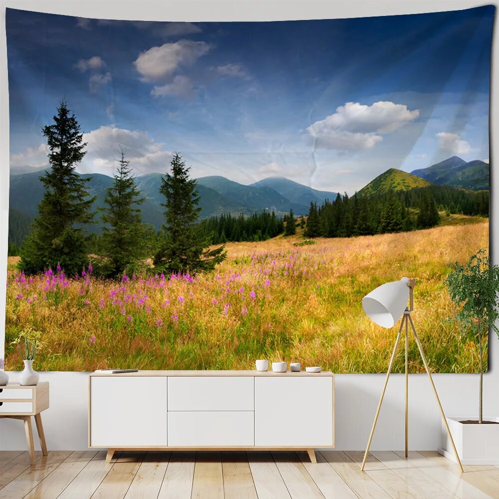 Гобелен Лесной пейзаж 100% полиэстер 300x200cm, светло-зеленый