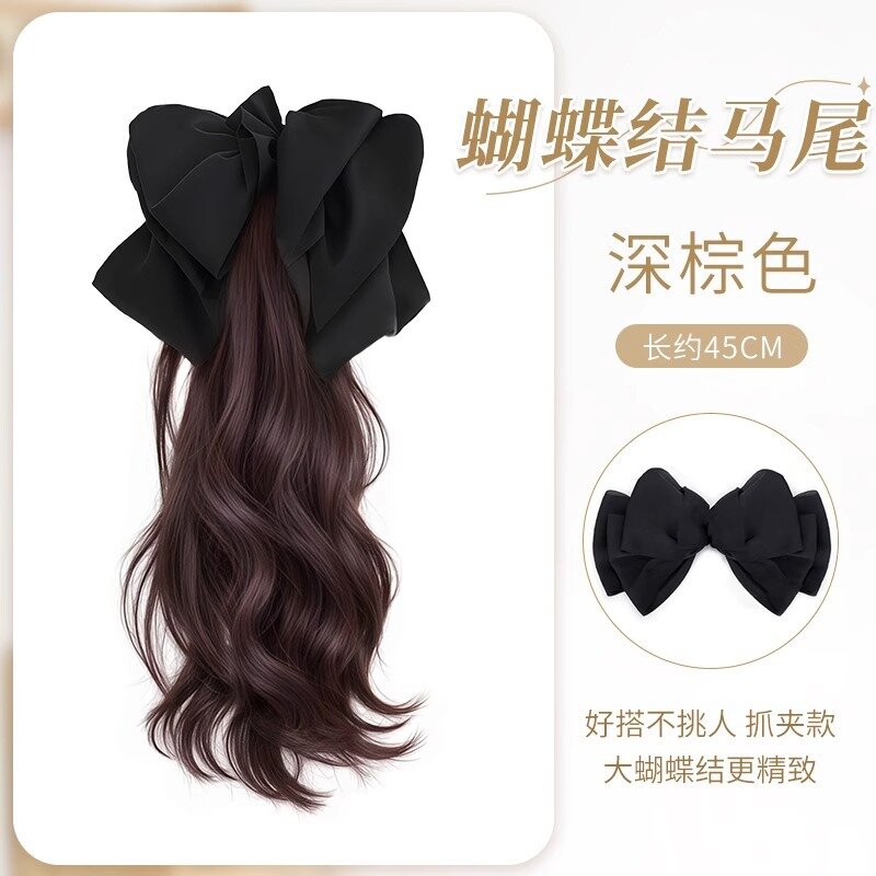 Парик с хвостом для женщин, реалистичный парик из натуральных волос с зажимом, кудрявый парик интернет-знаменитости, натуральный пушистый длинный парик, коса