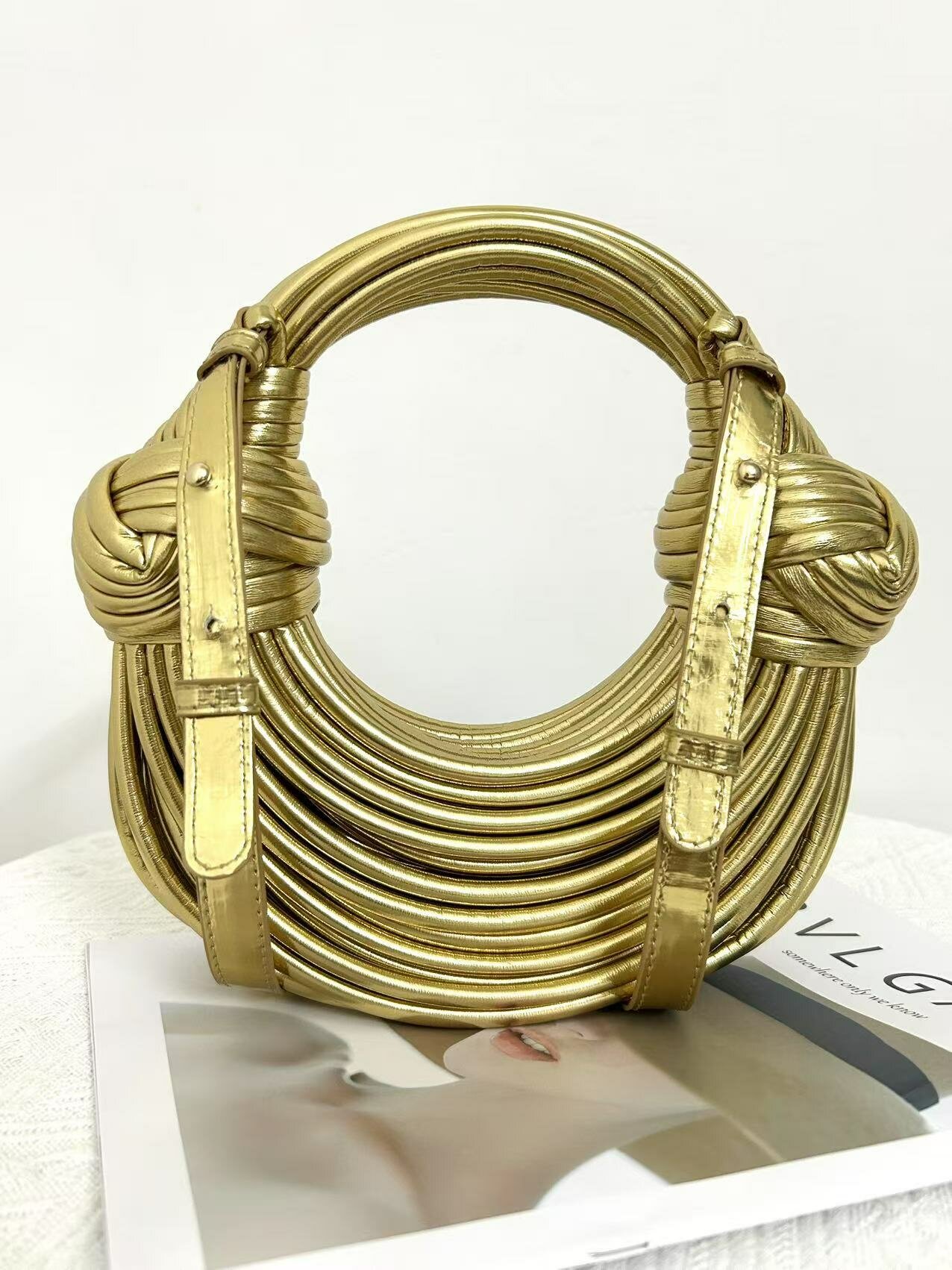 Кросс-бордерный хит продаж: новая модная сумка для лапши, индивидуальный дизайн, универсальная сумка для пельменей, ручная вязка, узелковая сумка через плечо для женщин