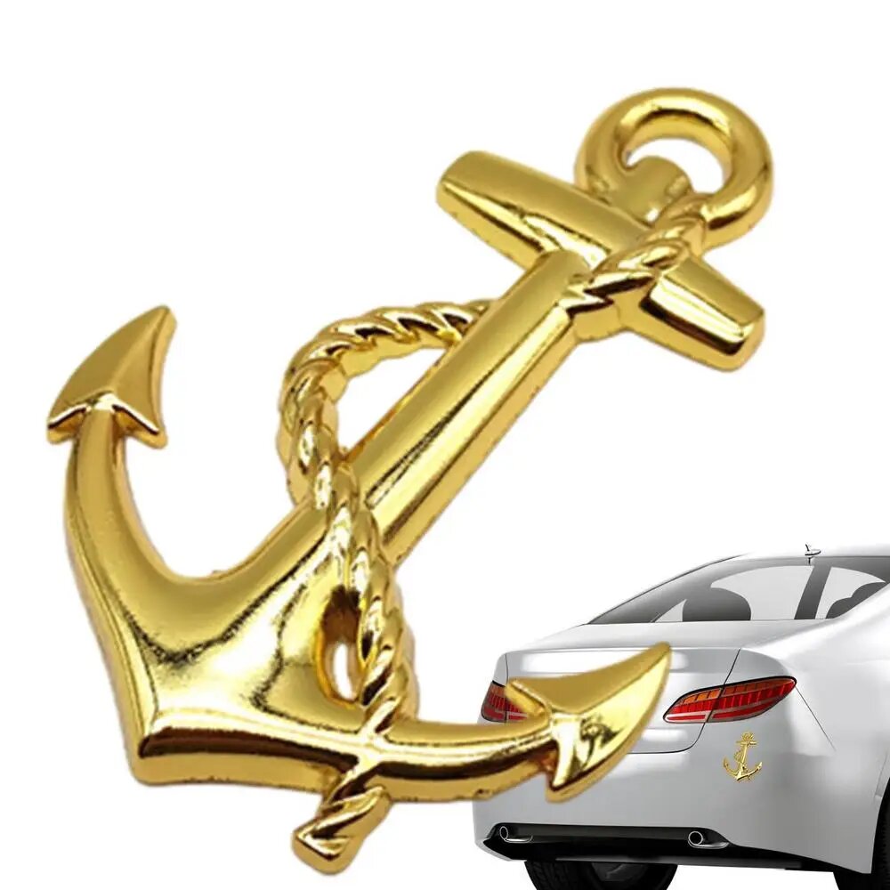 Якорь Автомобильная эмблема Кузов автомобиля Бампер Декоративные наклейки Морская эмблема Украшение магазина Кузов автомобиля Бампер Декоративные наклейки Якорь Gold
