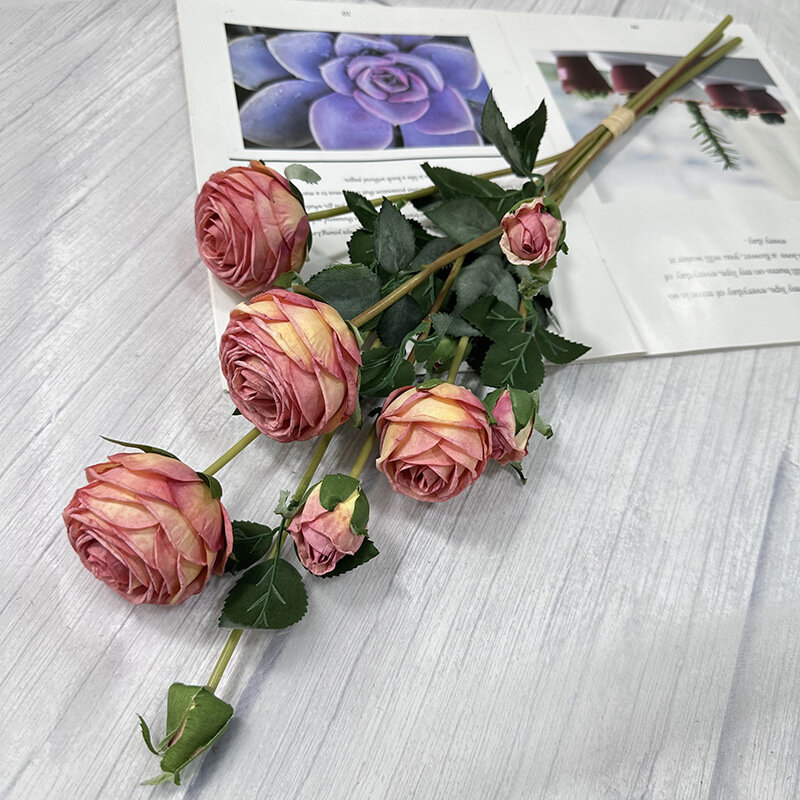 Новый продукт Искусственная жемчужная роза Сухоцветы Свадебное украшение отеля Искусственный цветок 9 голов Ручная книга Невеста Ручной цветок