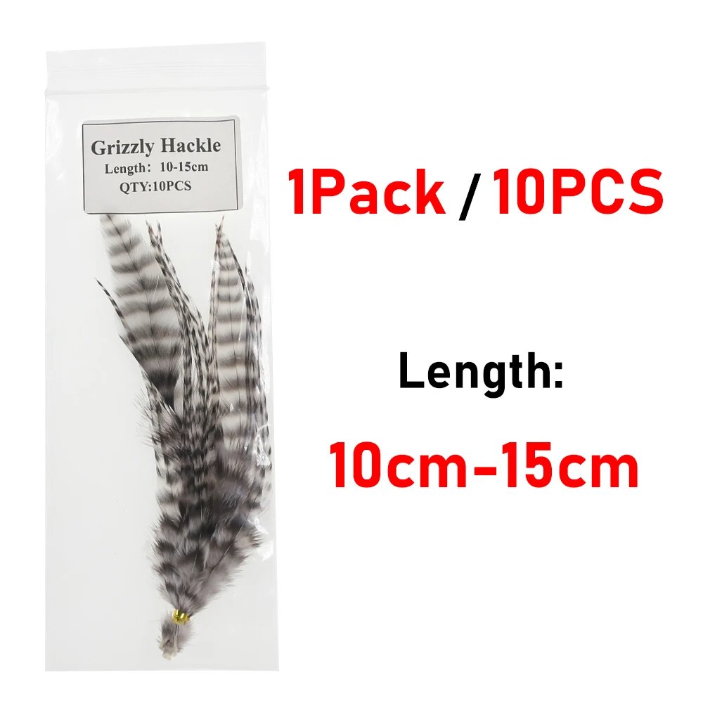 Натуральные перья гризли для мух, 1Pack 10-15см