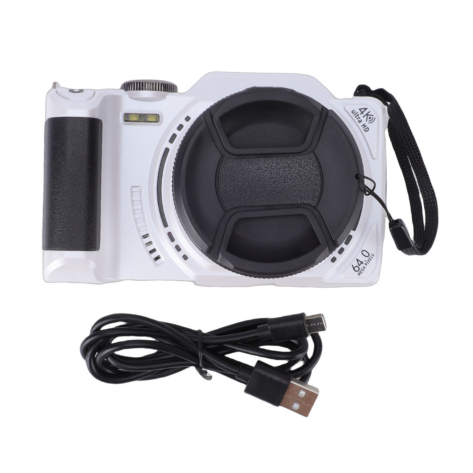 Цифровая камера 4K 64MP 3-дюймовый откидной экран 18-кратное масштабирование с автофокусом WiFi цифровая селфи-камера для фотографии белая