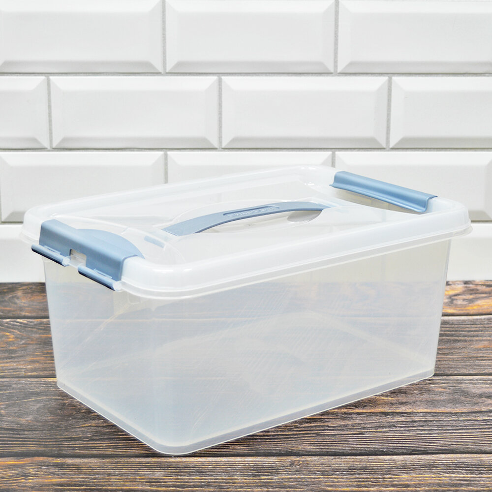 Контейнер 8л с защелками и ручкой "Клик" прозрачный