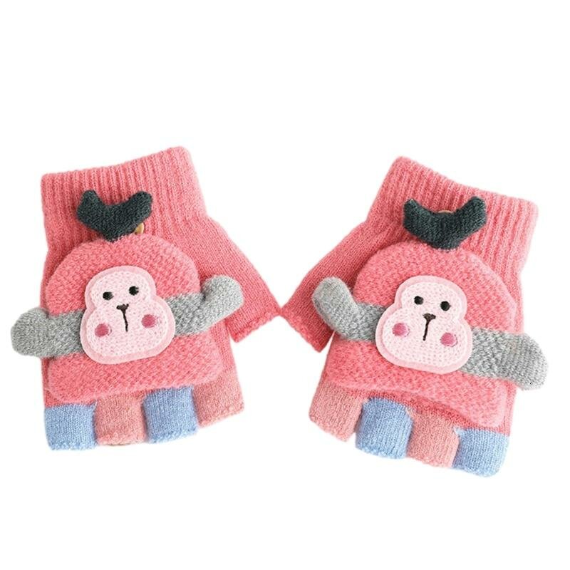 Детские теплые перчатки flip Gloves без пальцев-средний порошок