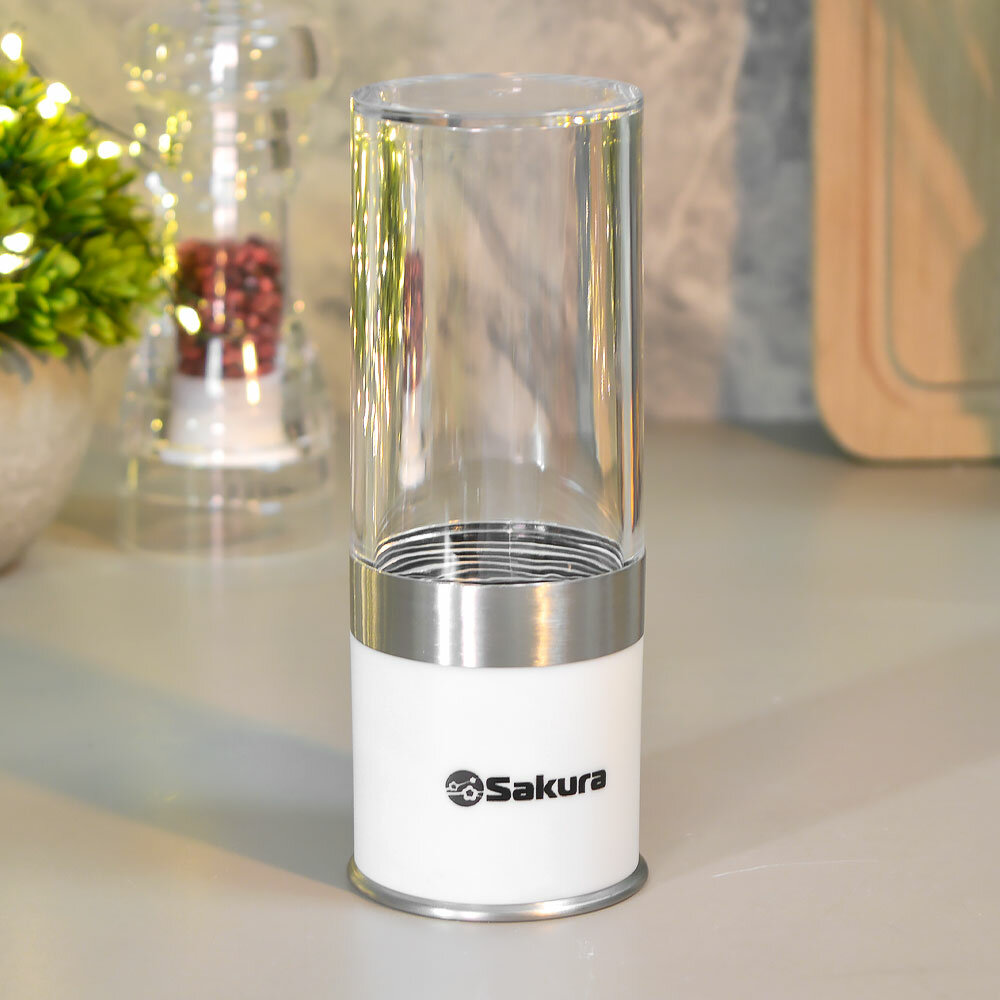 Мельница ручная для специй и соли, цвет белый