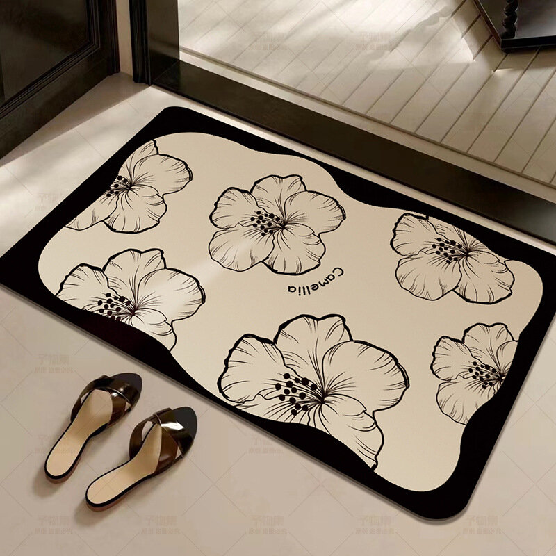 Мат из диатомита Vintage Camellia с противоскользящим покрытием 40x60 см для ванной