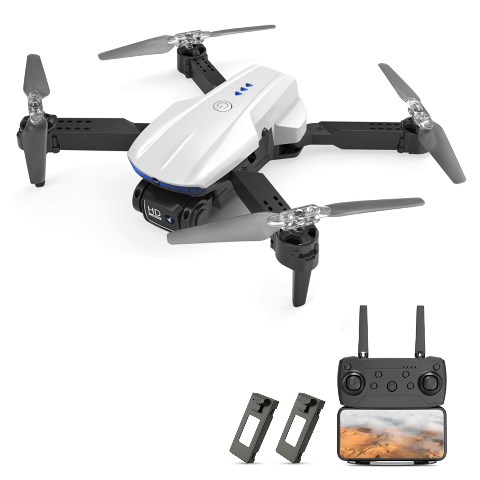 RC Drone с камерой 480P Двойная камера RC Квадрокоптер с функцией Обнаружение препятствий Безголовый режим Однонажатие возврата 2 батарейки 2.4Ghz 3.7V 600mAh 90min 7min 60m 100g 640*480P 640*480p 40m 12.5*7.5*5.5cm (свернутый), 25.5*27*5.5cm