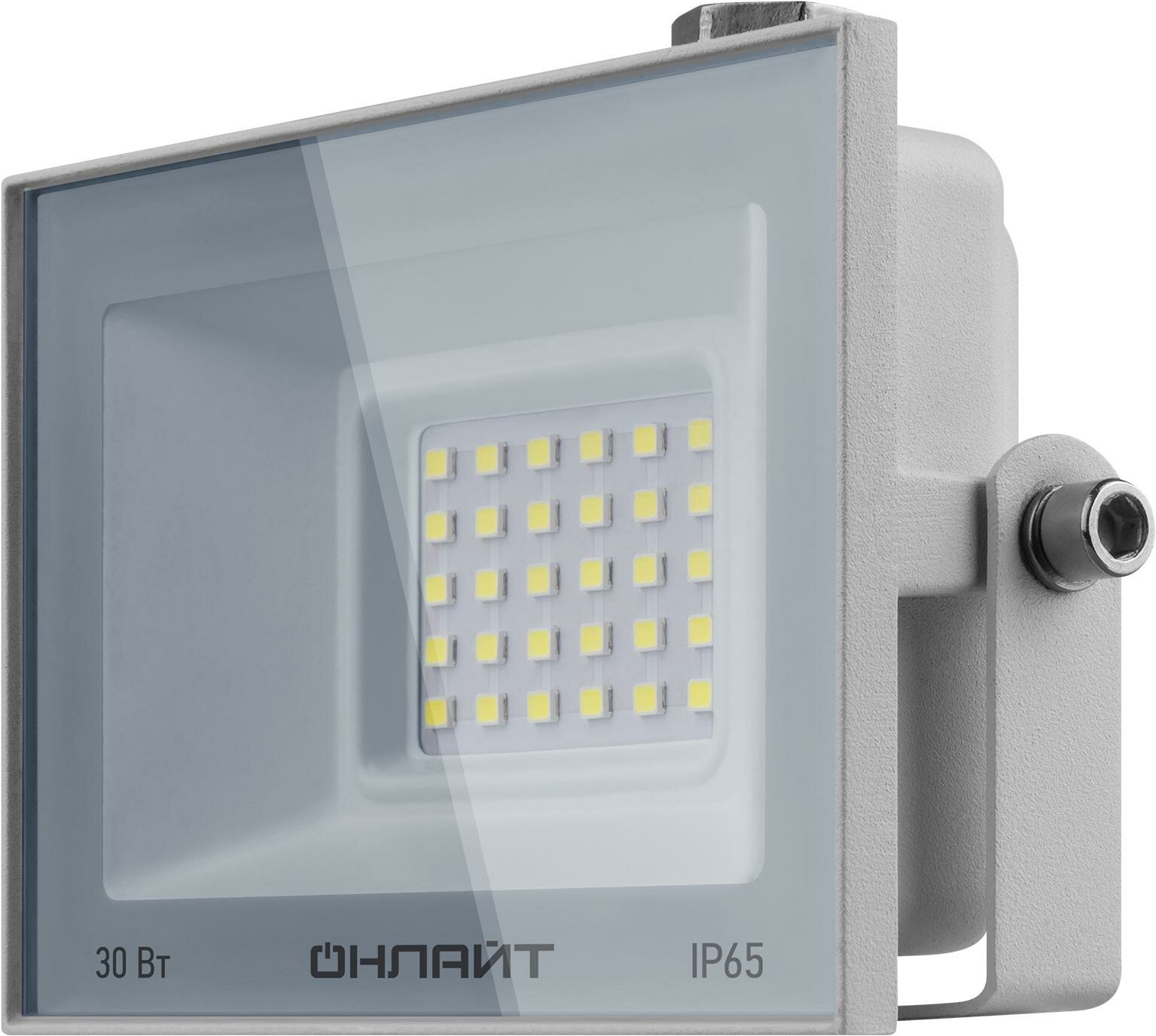 Прожектор светодиодный онлайт ДО-30 Вт, 6000K, степень защиты IP65, белый