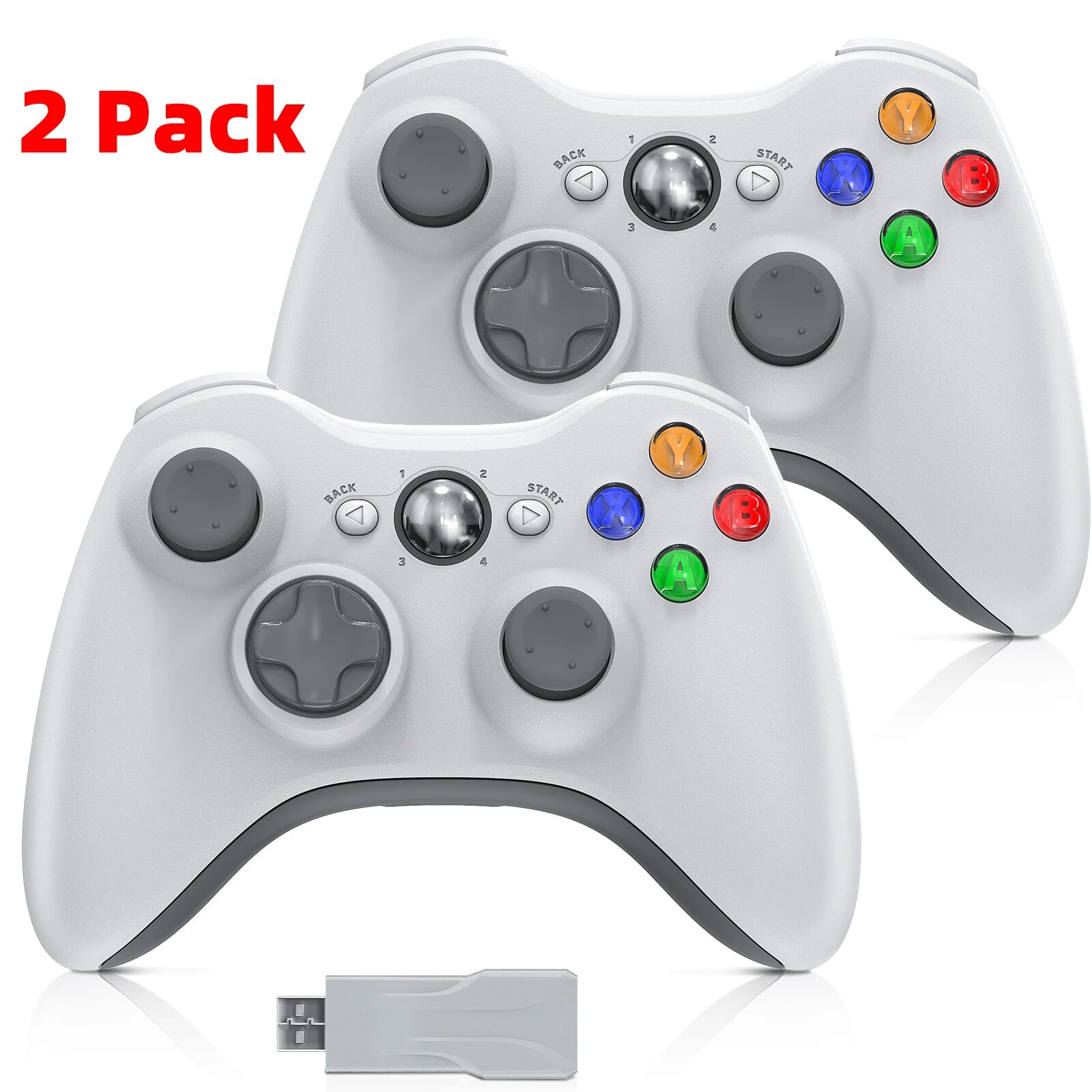 Беспроводной геймпад Bonadget для Xbox 360/PC 2pcs White