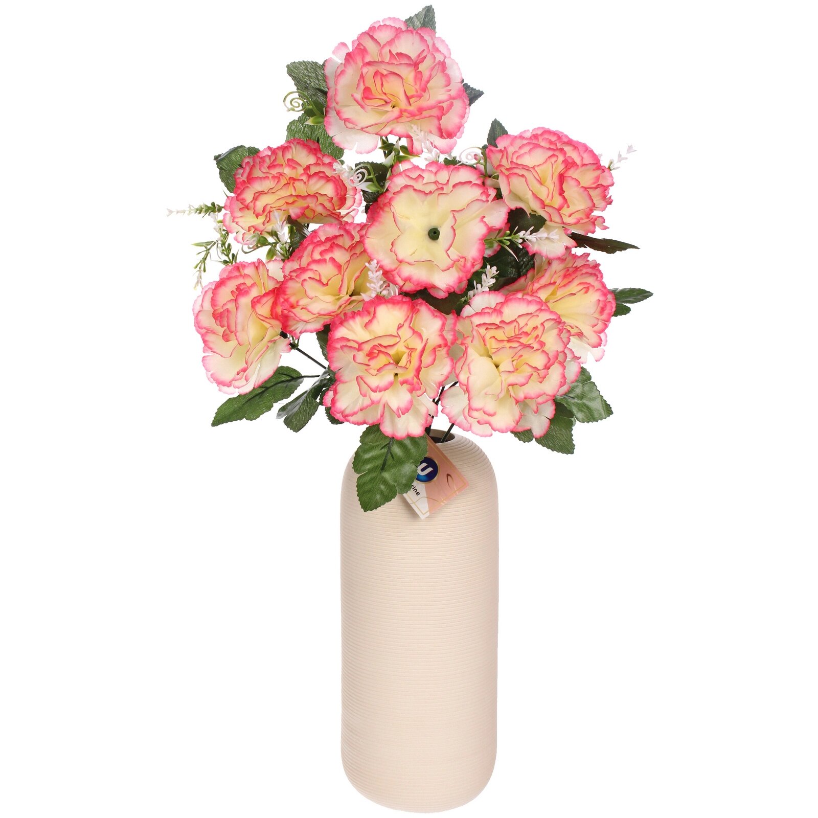 Букет искусственных цветов "Цветочная мелодия" гвоздики 50 см, 10 шт, цвет молочный