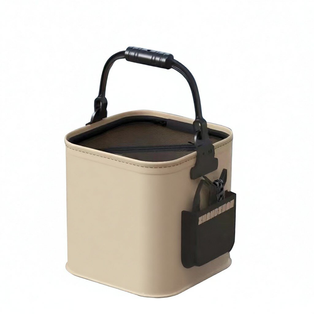 8L и 14L Развивающийся Рыбацкий Ведро Портативное Рыбацкое Ведро Многофункциональный Контейнер из EVA с Мешковым Крышкой, Ручкой и Веревкой для Внешних Активностей Туризма П походов Рыбалки Мойки Автомобиля Цвет Коричневый Материал EVA Объем 8L 14L