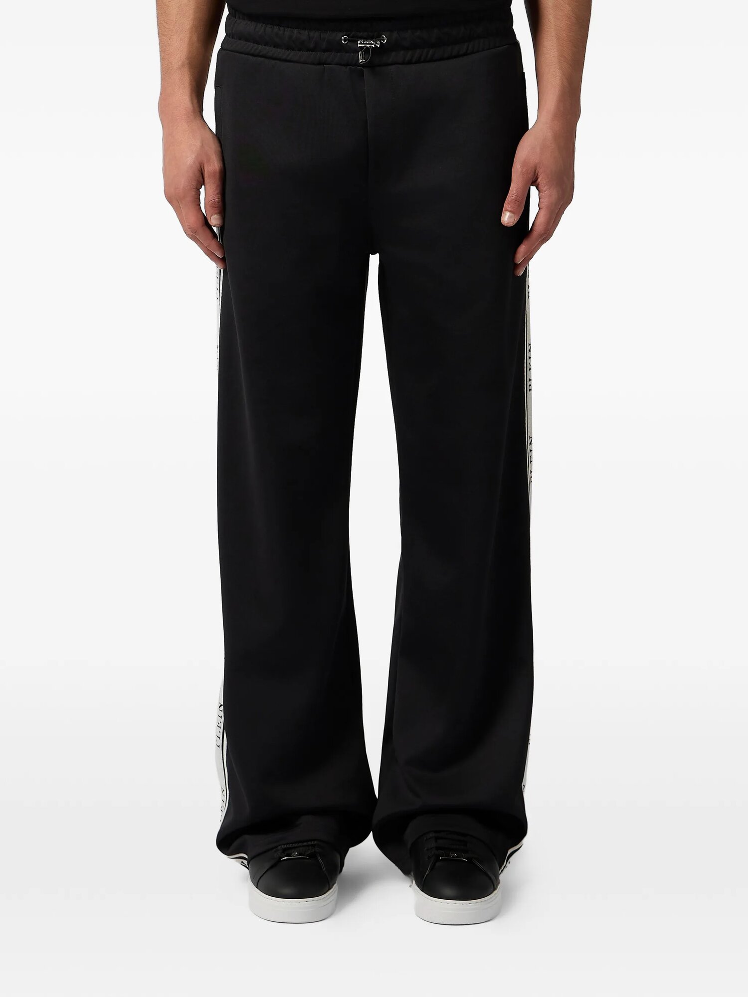 Брюки PHILIPP PLEIN Jacquard-logo track pants, размер 46, black/black — фото 1