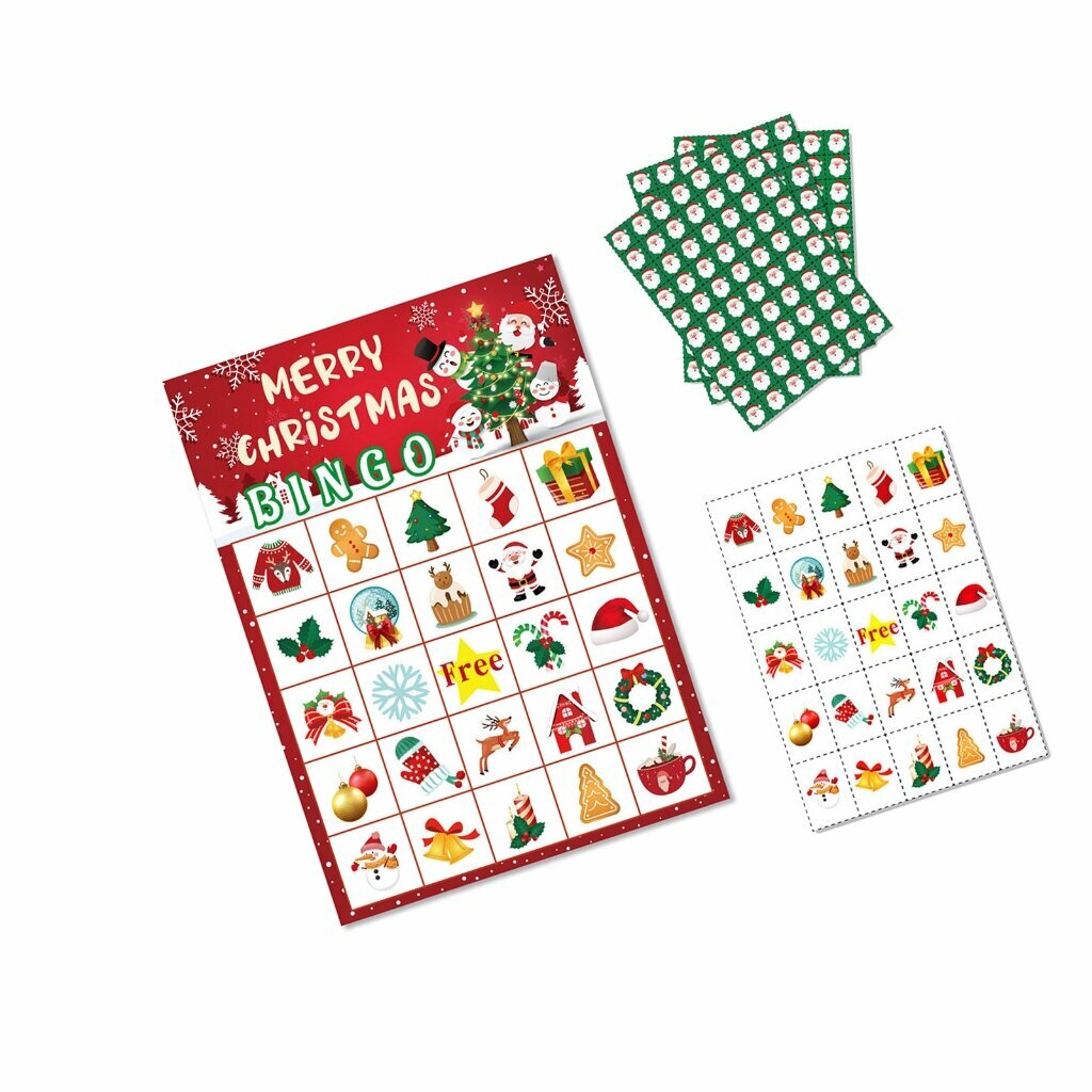 Набор Рождественского Бинго Большой Емкости на 24 Игрока, Набор Качественных Игровых Карт 37шт.
