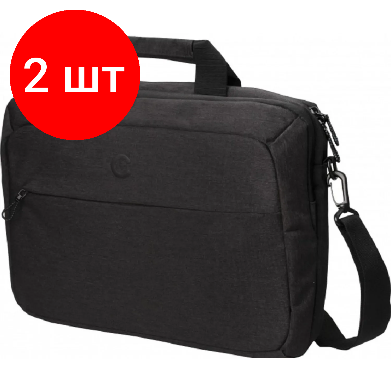 Комплект 2 штук, Сумка для ноутбука Continent (CC-216) 15.6, Black, Полиэстер