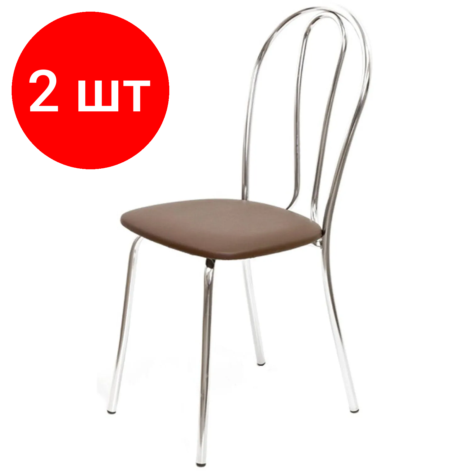 Комплект 2 штук, Стул для столовых UP_Венус каркас хром, к/з коричневый Z10