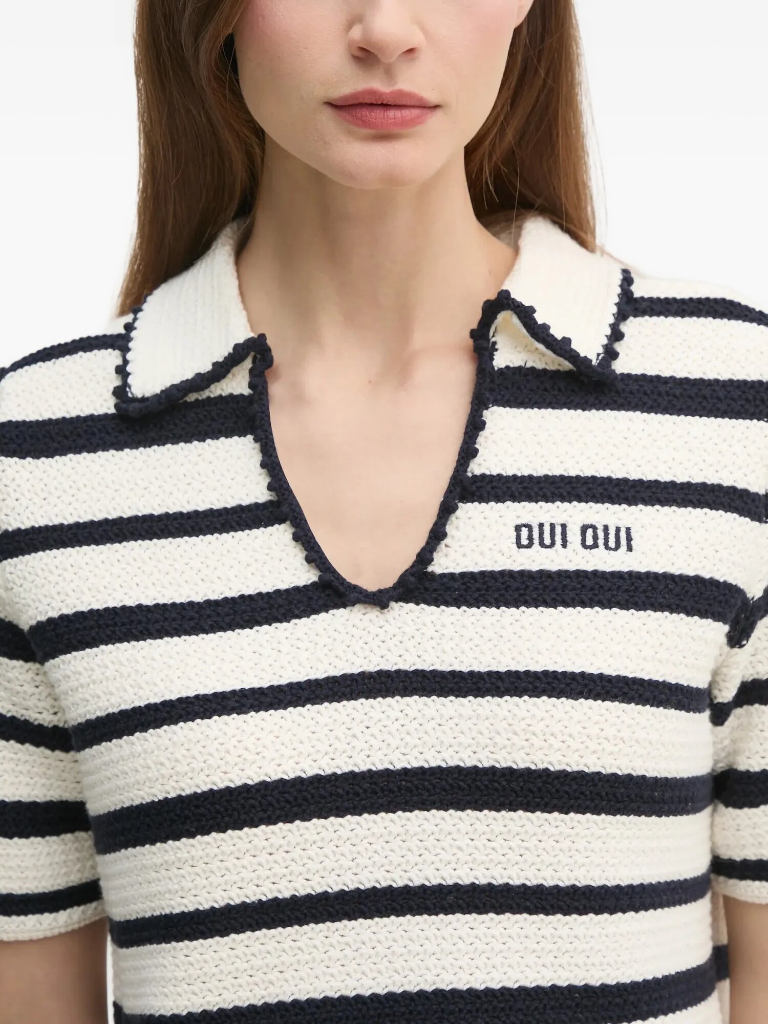 Свитер Oui Striped collar knitwear, размер 44, , white — фото 1