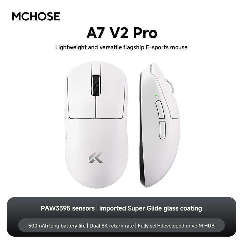 MCHOSE A7 V2 Ultra Gaming Mouse A7 V2 Pro White