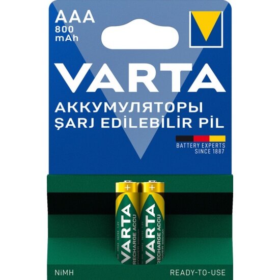 Аккумулятор Varta LR03 AAA 800 mAh R2U (уп 2 шт)