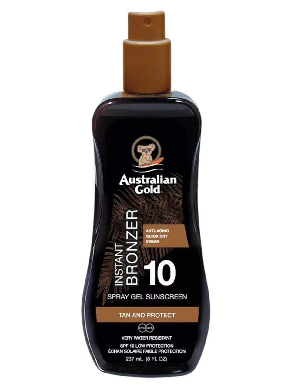 Спрей-гель Australian Gold Spray Gel Sunscreen with Instant Bronzer SPF 10, 237 мл