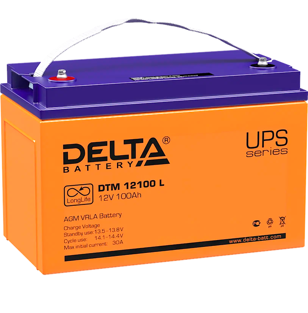Аккумуляторная батарея DELTA DTM 12100 L, для ИБП, 12 В, 100 А·ч, оранжевый