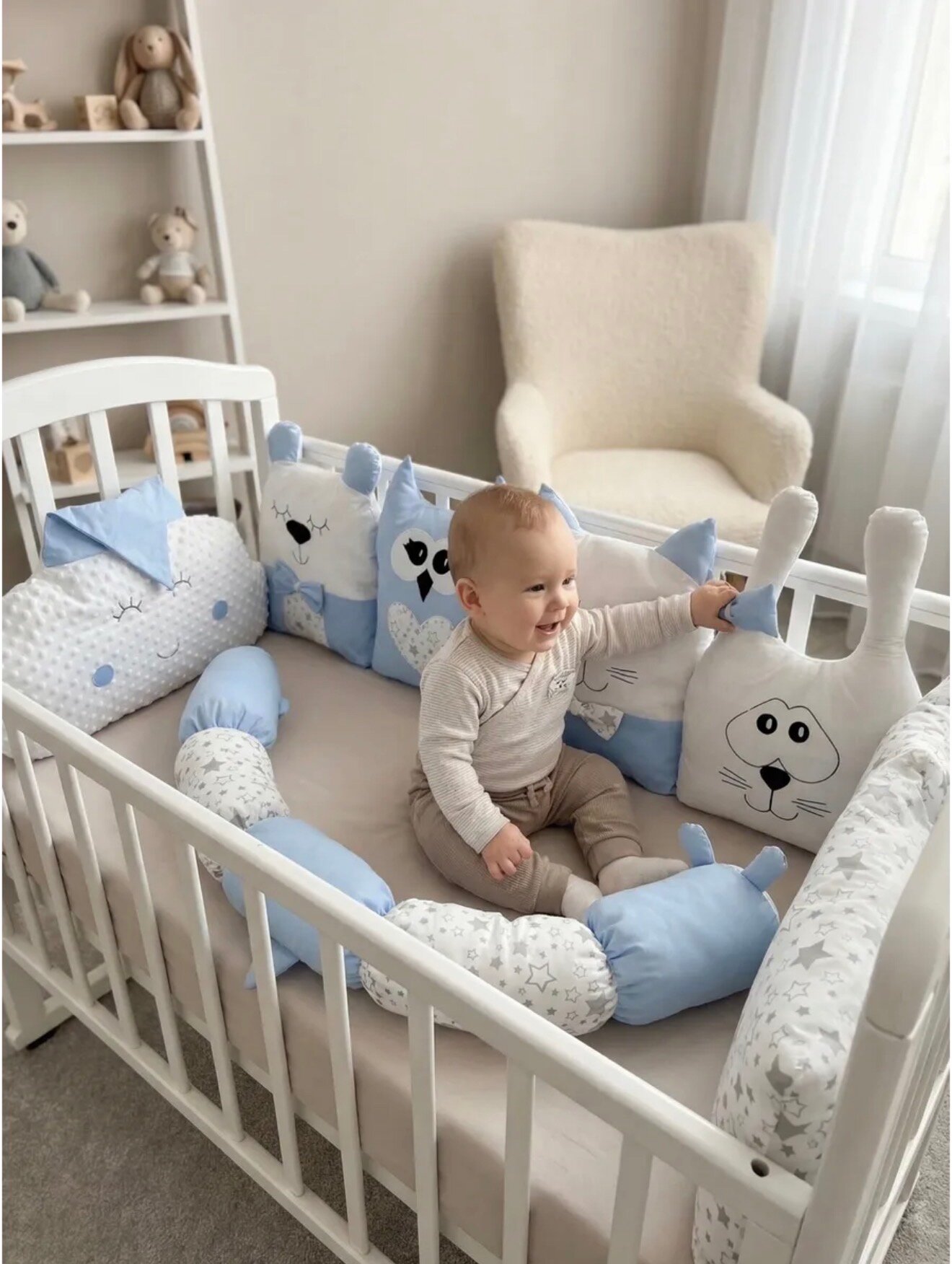 Бортики в кроватку для новорождённых мальчиков и девочек на прямоугольную кроватку/круглую кроватку/овальную кроватку