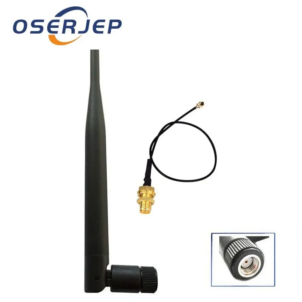 Антенна Wi-Fi 2,4 ГГц 5 дБи с разъемом RP-SMA + 20 см PCI U.FL IPX к RP SMA штекерный кабель с косичкой