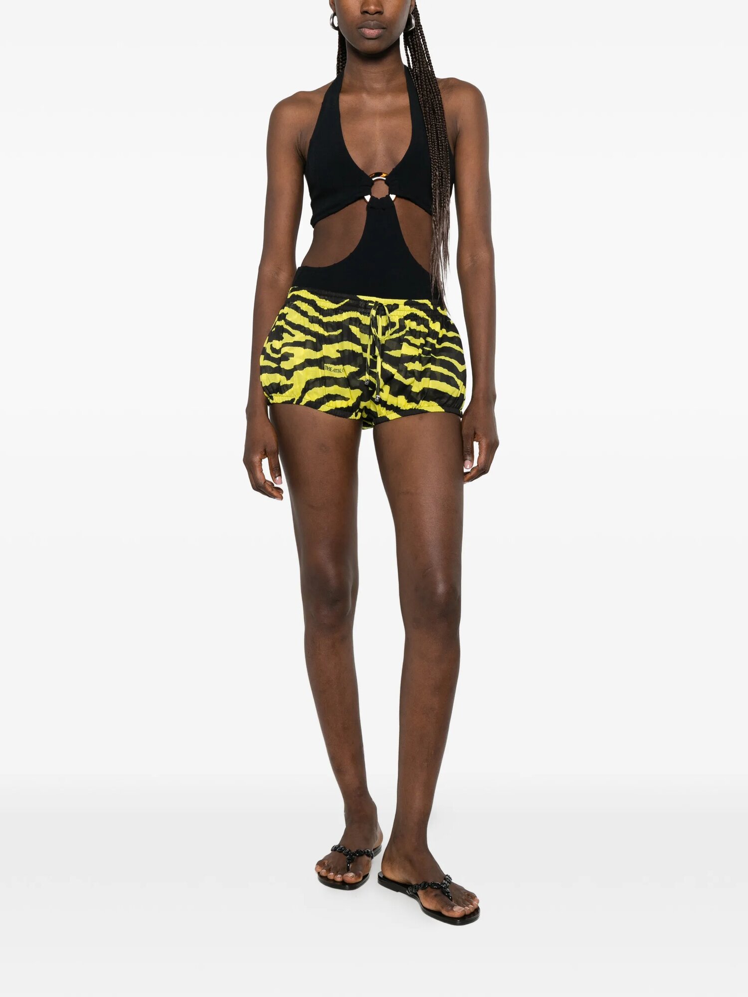 Шорты The Attico Tiger-print drawstring mini shorts, размер 40 — фото 1