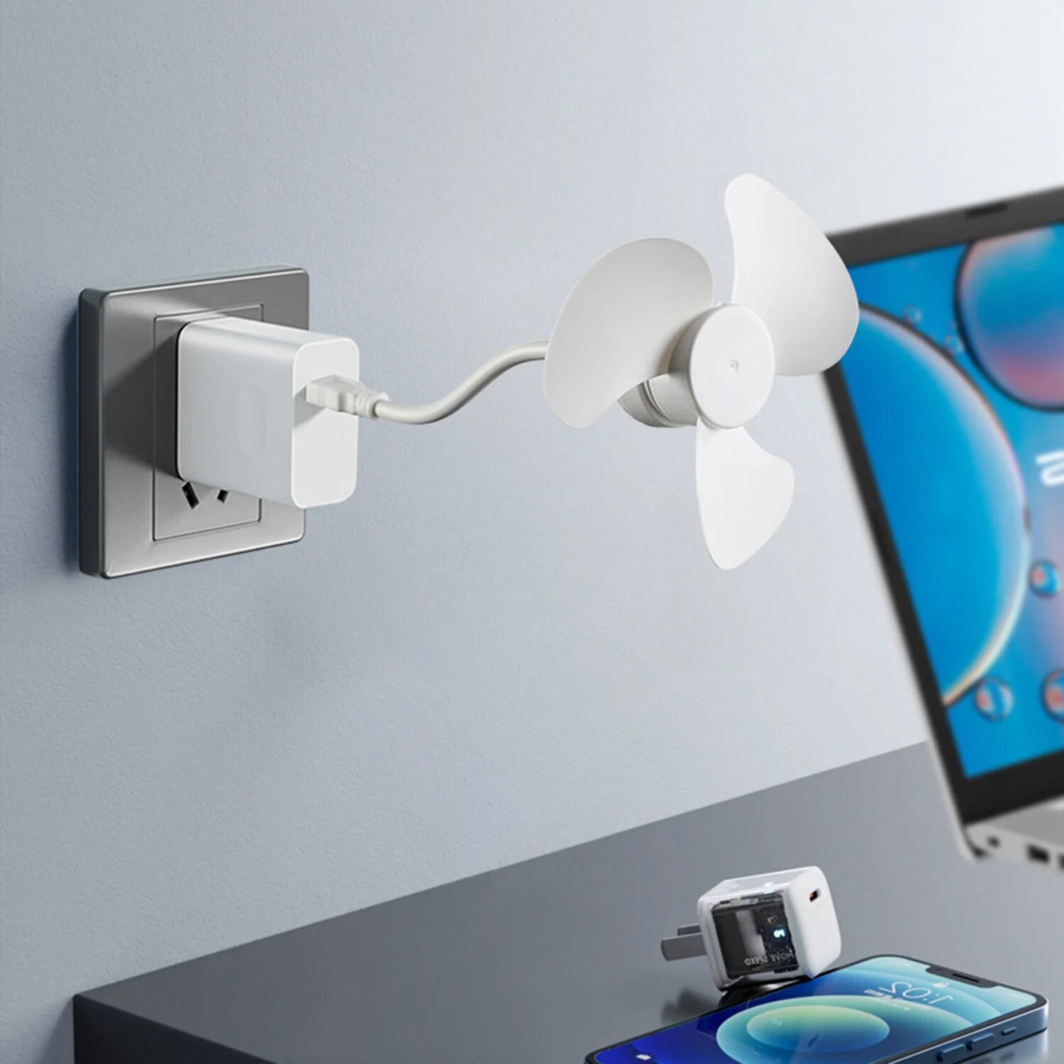 OEING настольный вентилятор с гибким креплением E27 USB NO Plug