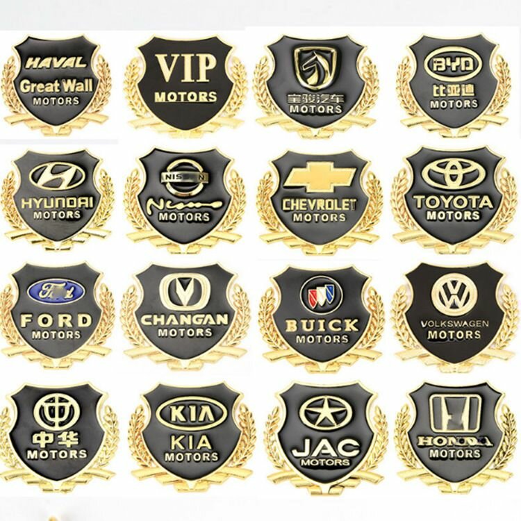 Шильдик c логотипом "Chevrolet Motors", наклейка металлическая для авто Mashinokom/ черный, комплект 2шт. / размер 55*50 мм