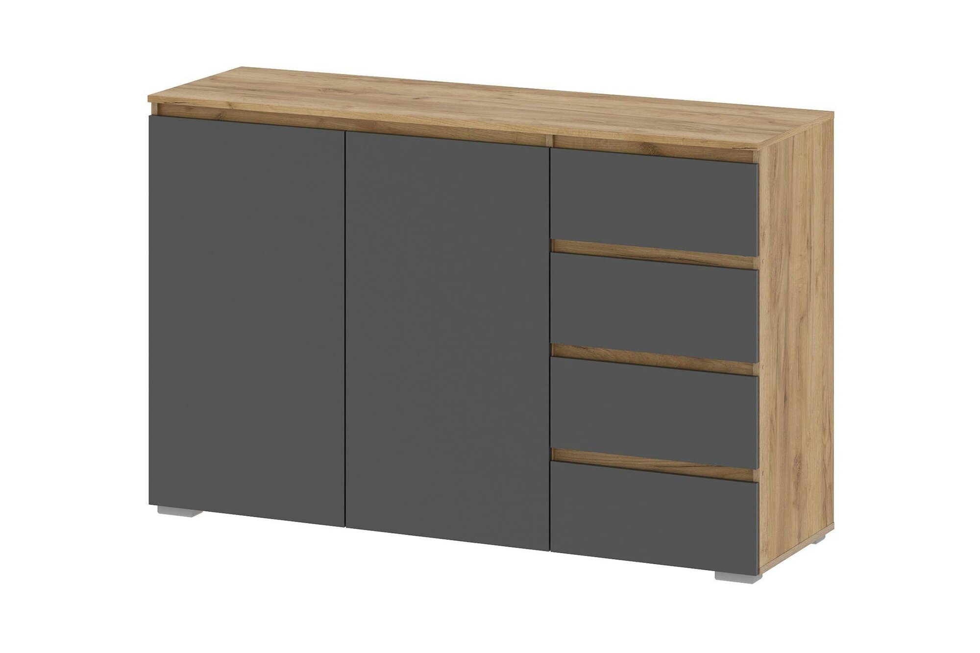 Комод для одежды Нонтон Инта, 150.2x46x95,8 см, Дуб золотой / Графит серый