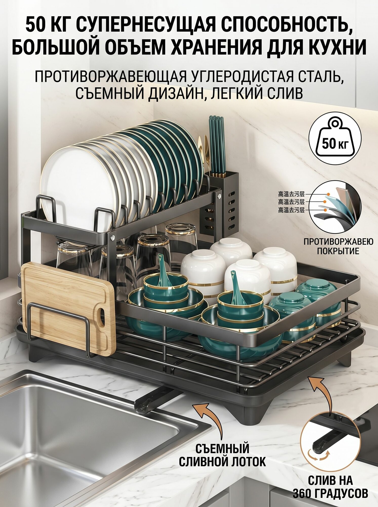 Поддон для сушилки посуды, 30 см х 42.5 см х 23.5 см, 1 шт