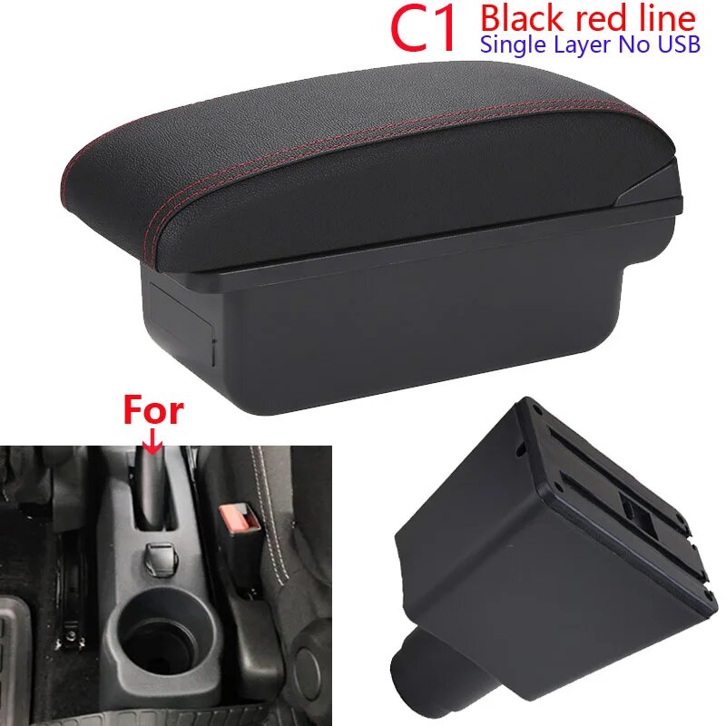 Подлокотник для Renault Logan 2, автомобильный подлокотник для Renault Logan 2, C1 Black red NO USB
