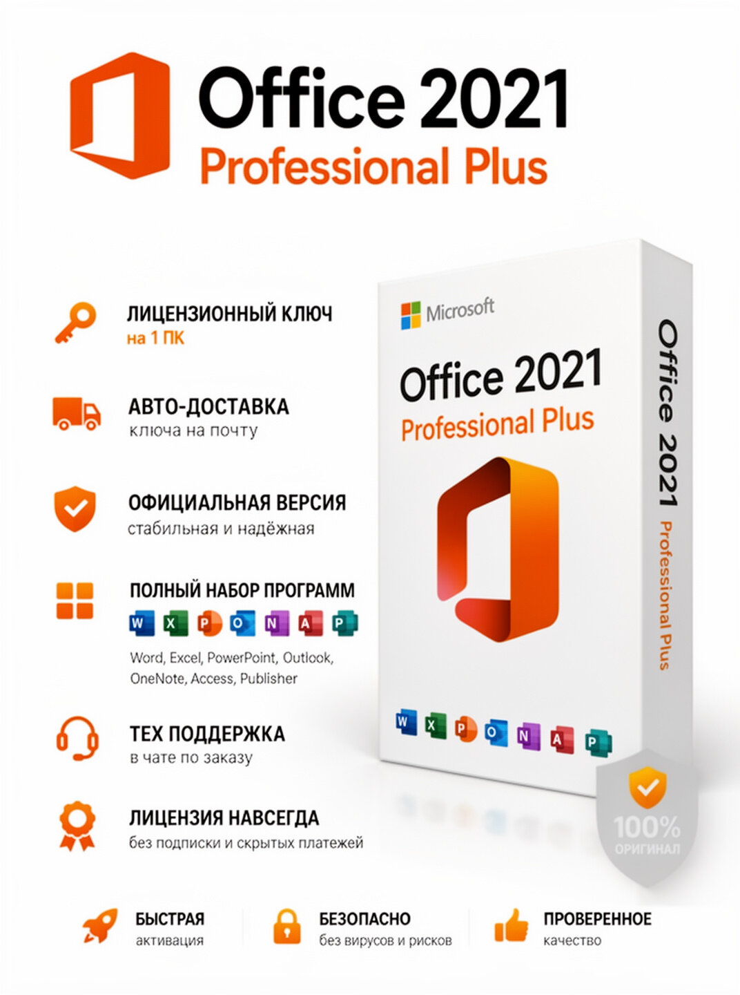 Microsoft Office 2021 Pro Plus LTSC электронный ключ, бессрочная лицензия, 1 ПК