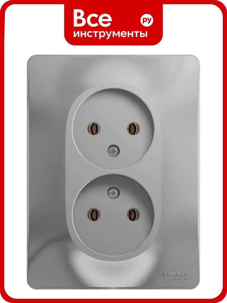 Розетка Systeme Electric (Schneider Electric) GLOSSA двойная без заземления,16А, алюминий