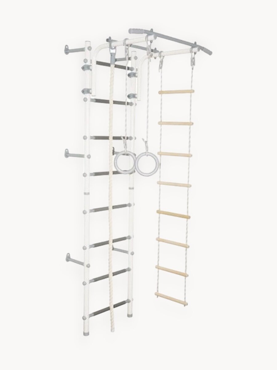 Спортивный комплекс DSK 4.3 с лестницей веревочной, качелей (лианой), кольцами, матом спортивным