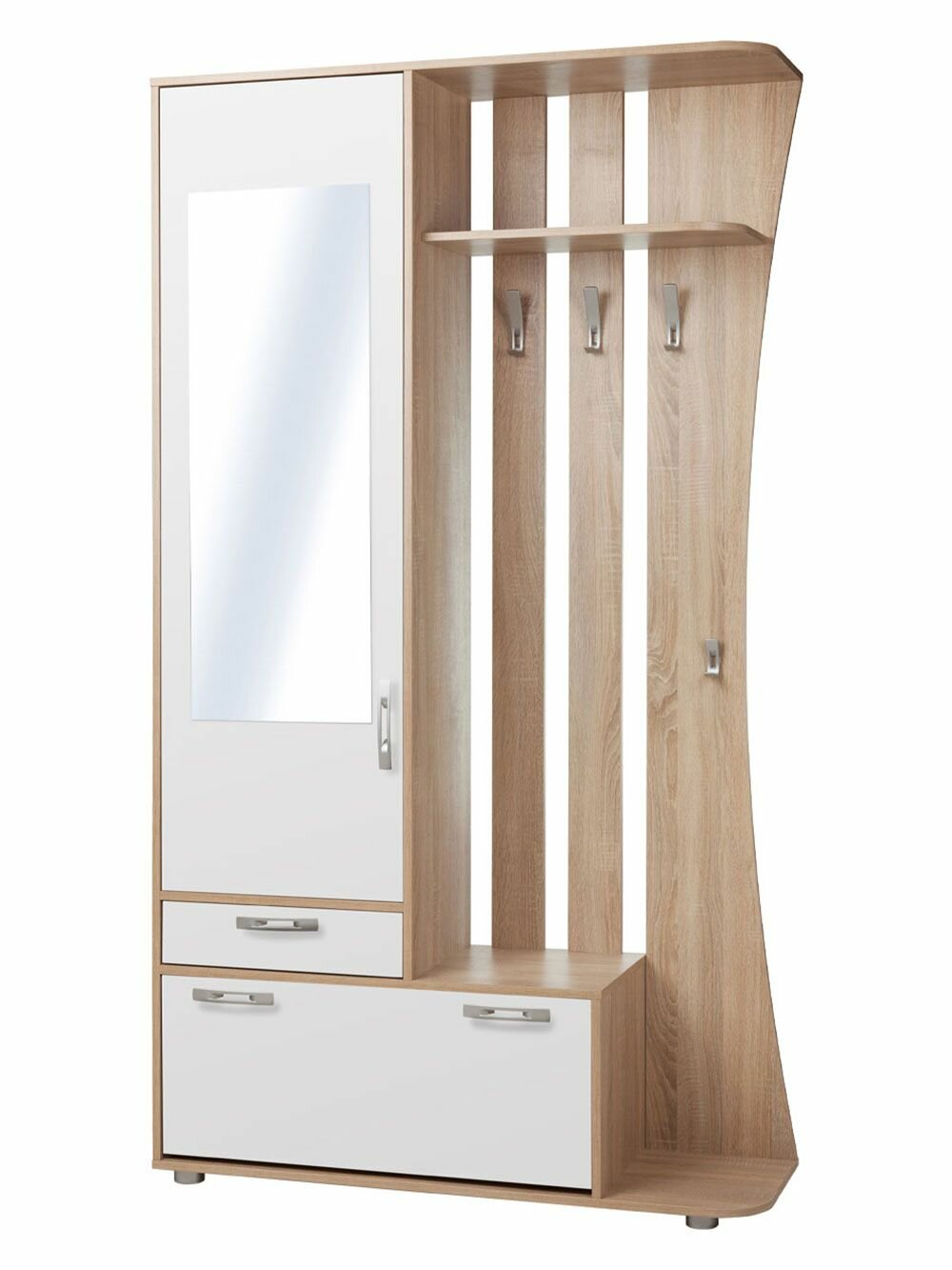 Прихожая комплект Классик с вешалкой, зеркалом 120х37х214 см Дуб Сонома / Белый