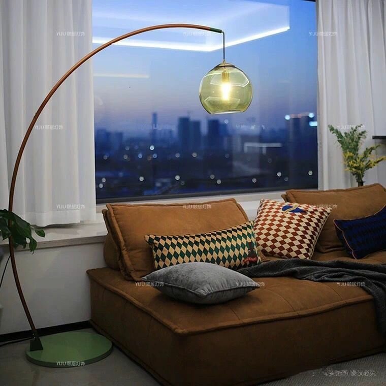 Ретро торшер в стиле Ваби-Саби, напольный светильник с стеклянным абажуром, уютное освещение для гостиной, атмосфера спокойствия и уюта