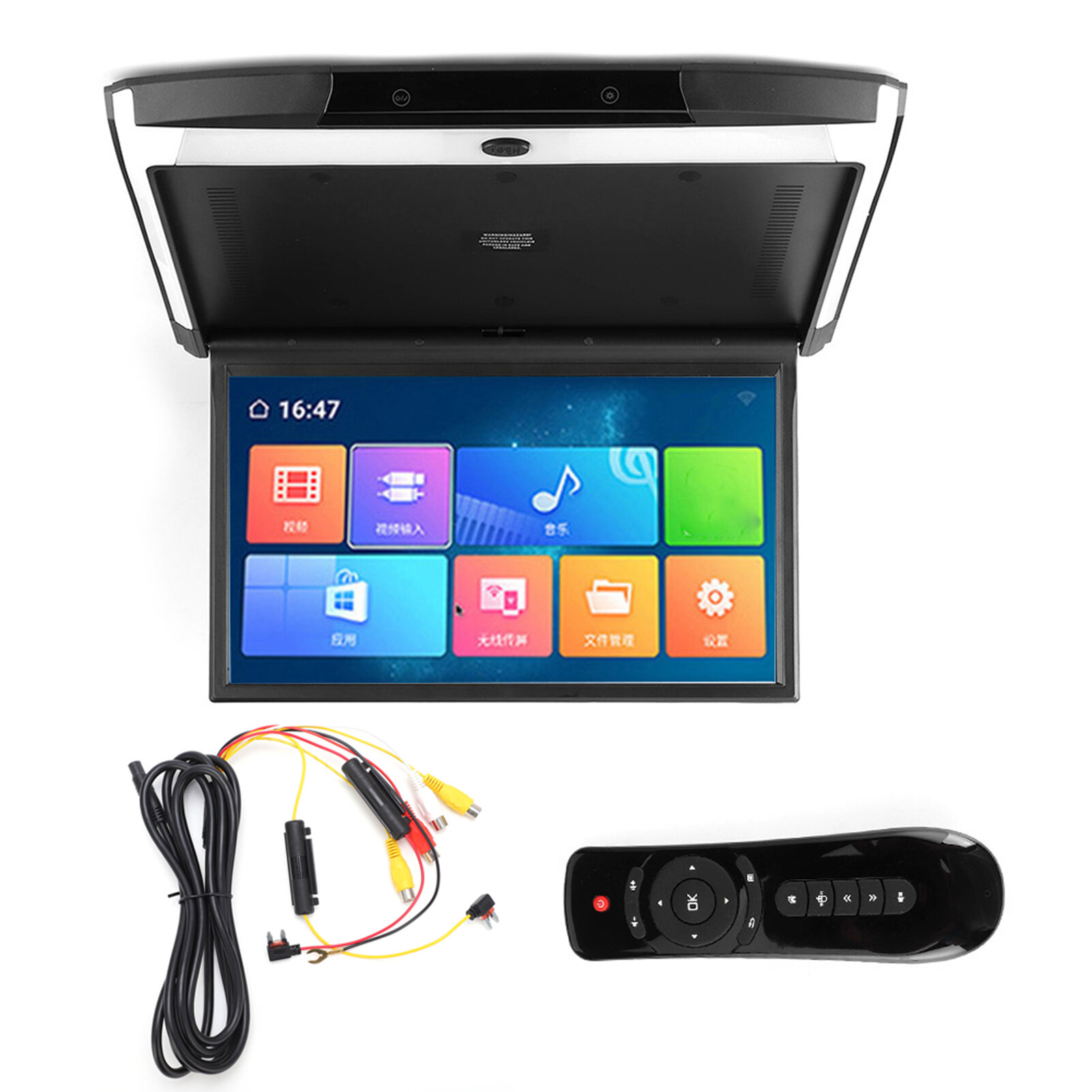 17.3in IPS Flip Down Monitor 1080P Ceiling Mount Bluetooth TV WIFI HDMI USB SD FM MP5 Speaker Player for Android 8.1