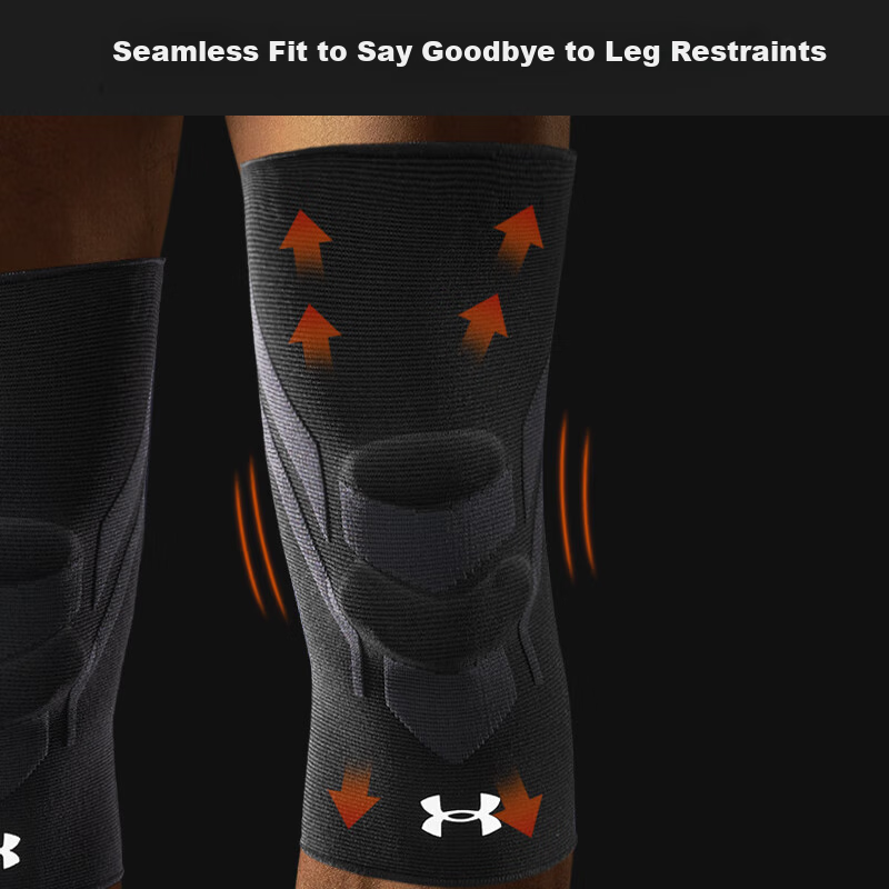 Наколенник Under Armour Knee Support для бега, баскетбола, размер L, black, 1 шт