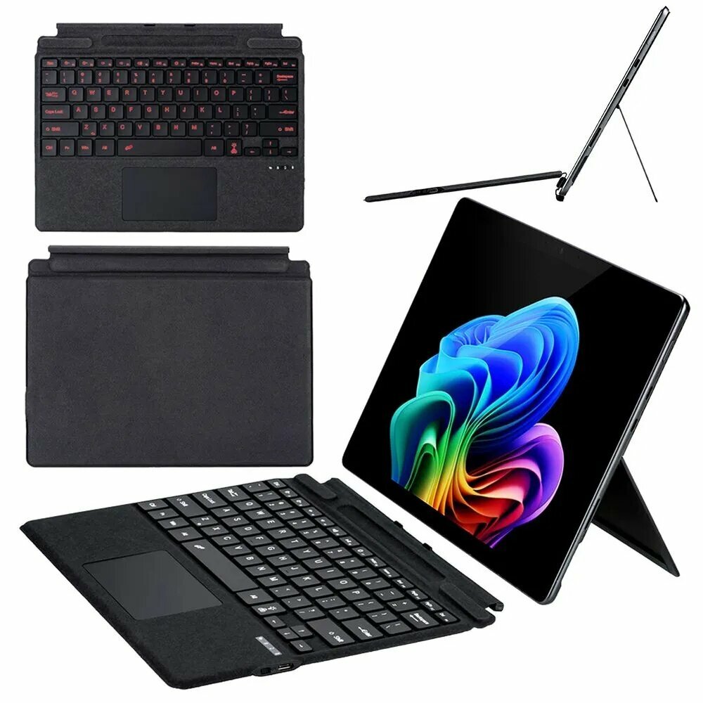 Milochic Клавиатура проводная Магнитная клавиатура, совместимая с Bluetooth, для Microsoft Surface Pro 8/9/X/10/11, Английская раскладка, черный