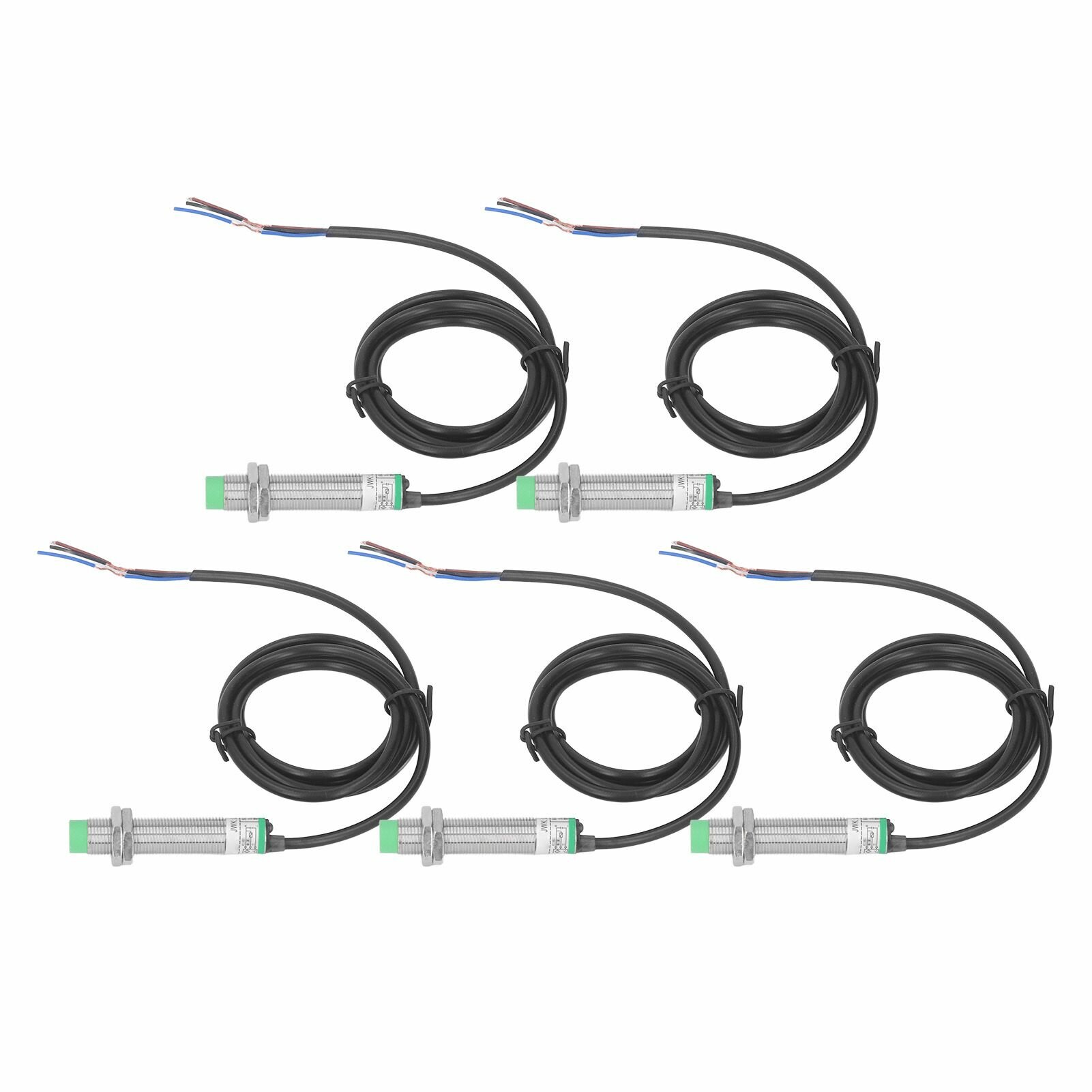 5PCS Индуктивный датчик близости без контакта M12 NPN Normally Open 6-36VDC, многофункциональный, IP65, широкое применение