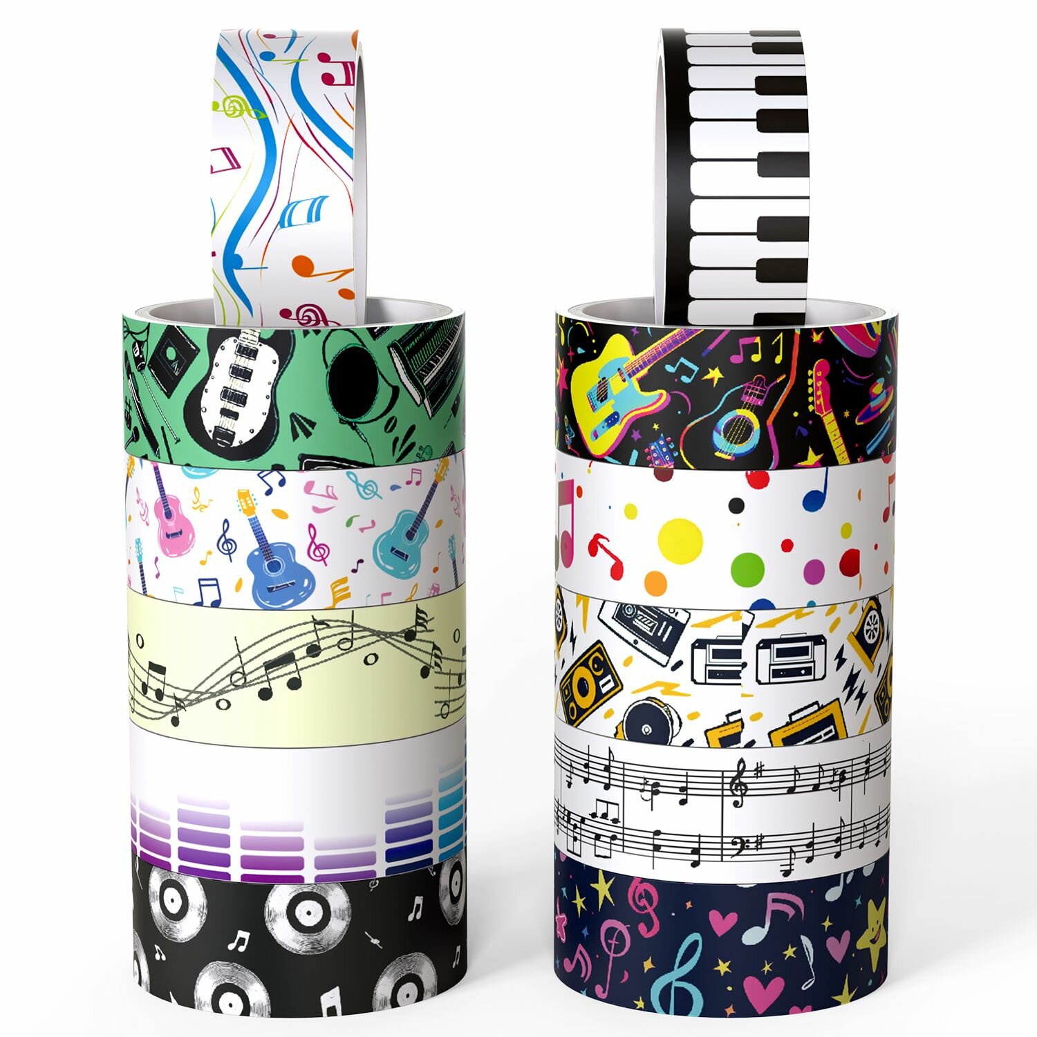 Набор декоративной васи-ленты 12 рулонов, японская бумажная лента для скрапбукинга, дневника, подарков и творчества, легко удаляется без следов, творческий набор для оформления