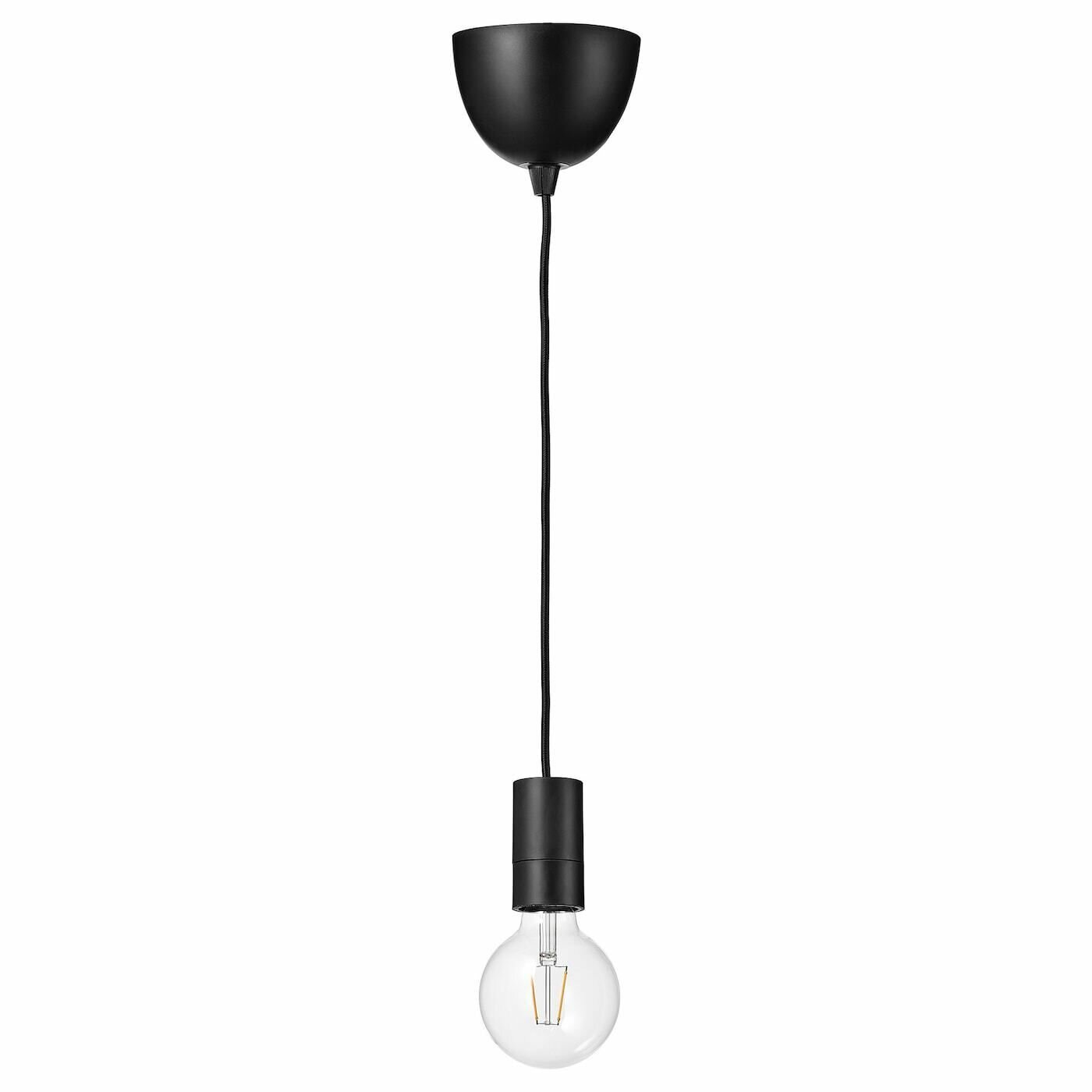 Подвесной светильник с лампочкой, черный шар / прозрачный SUNNEBY / LUNNOM IKEA 794.911.99